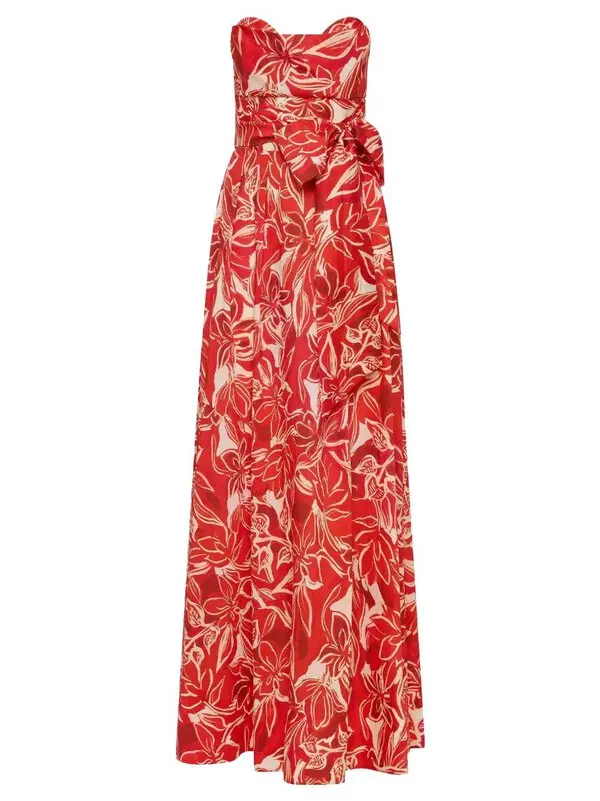 Rebecca Vallance Floral-print Strapless Maxi Dress - Red