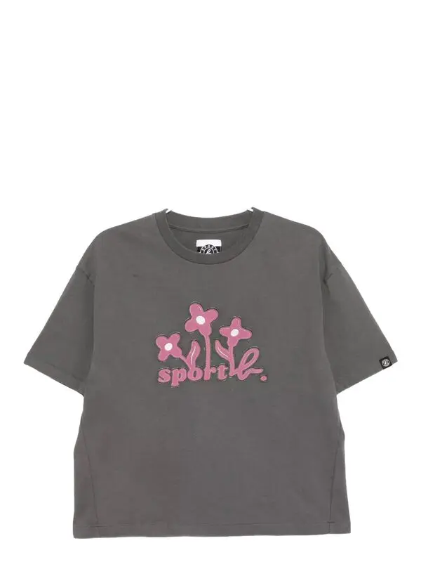 SPORT B. BY AGNÈS B. Flower Appliqué T-shirt - Grey