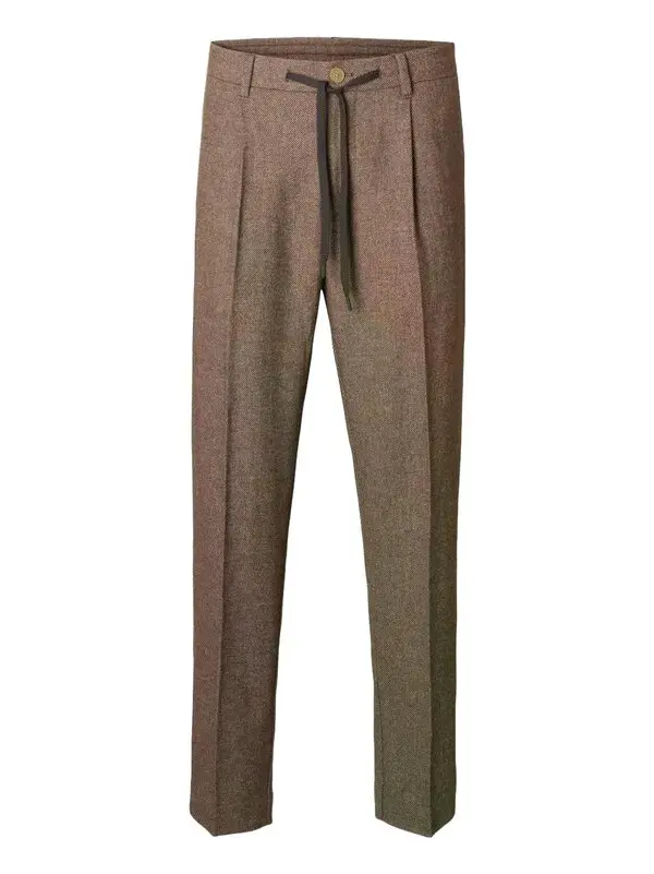 SELECTED Drawstring Pleated Trousers - Brown