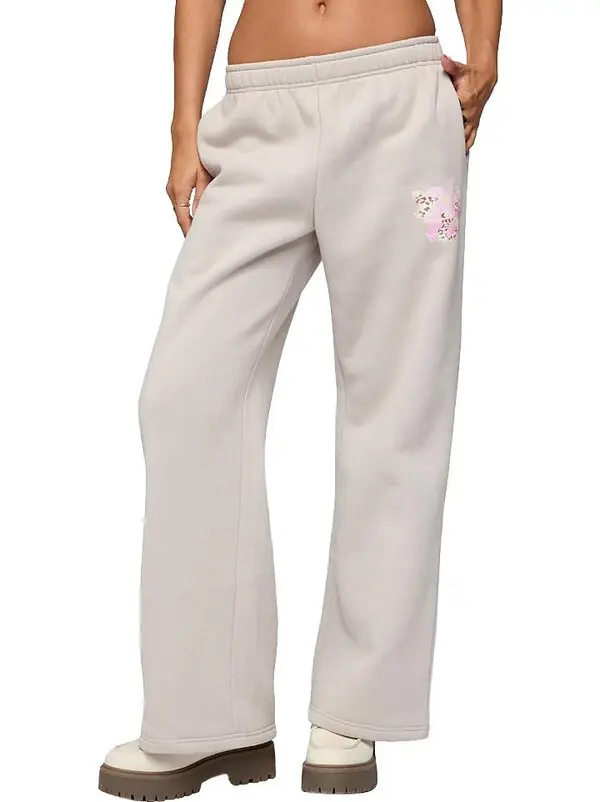 EDIKTED Wild Petal Sweatpants - Beige