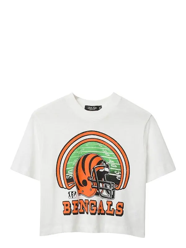 Junk Food Clothing Nfl Cincinnati Bengals Game Time Crop Tee - Vintage White