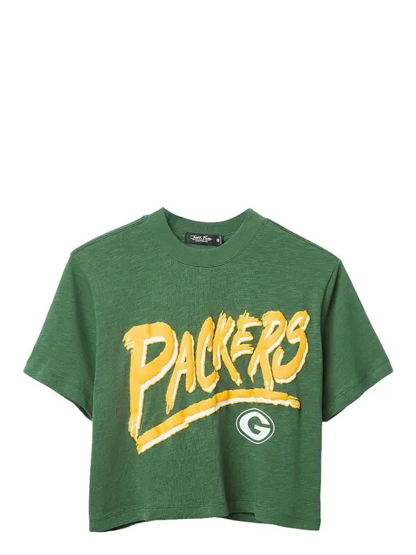 Junk Food Clothing Nfl Green Bay Packers Thrill Mock Neck Crop Tee - Hunter