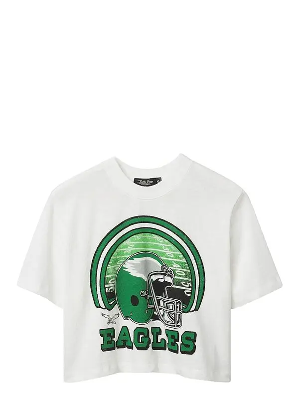 Junk Food Clothing Nfl Philadelphia Eagles Game Time Crop Tee - Vintage White