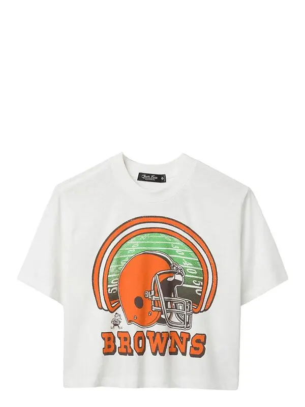 Junk Food Clothing Nfl Cleveland Browns Game Time Crop Tee - Vintage White