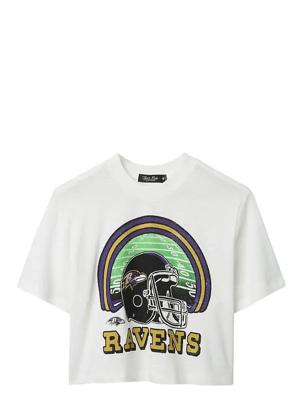 Junk Food Clothing Nfl Baltimore Ravens Game Time Crop Tee - Vintage White