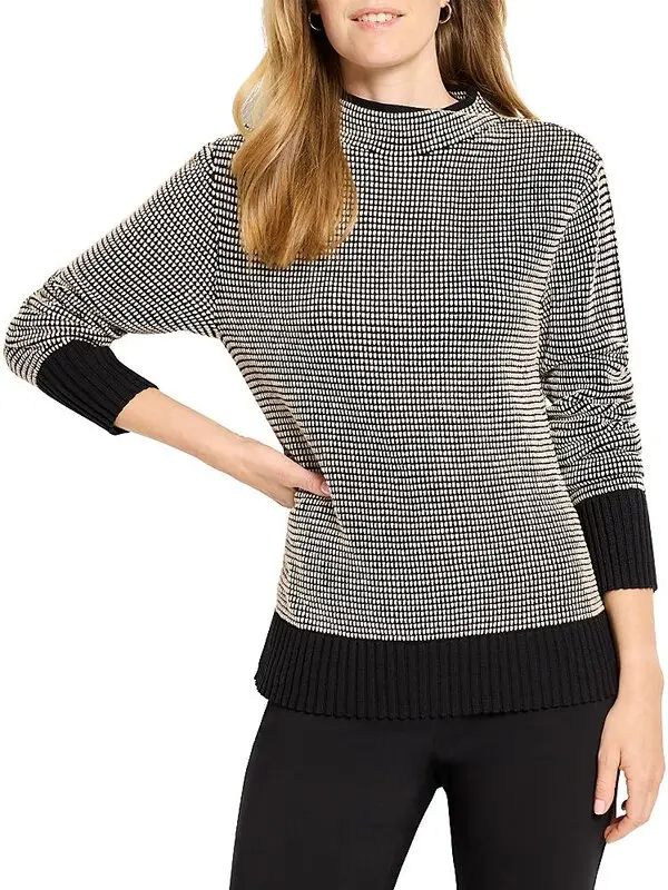 NIC+ZOE Pixel Knit Funnel Neck Sweater - Black Multi
