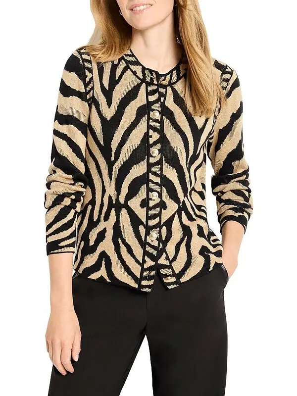 NIC+ZOE Animal Jacquard Cardigan - Neutral Multi