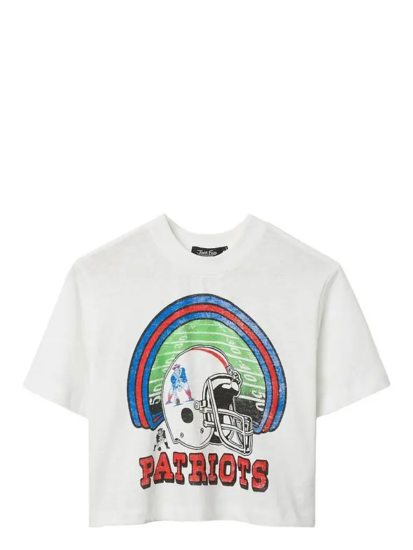 Junk Food Clothing Nfl New England Patriots Game Time Crop Tee - Vintage White