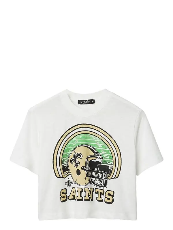 Junk Food Clothing Nfl New Orleans Saints Game Time Crop Tee - Vintage White