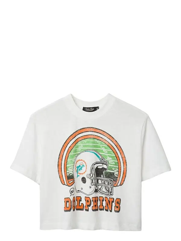 Junk Food Clothing Nfl Miami Dolphins Game Time Crop Tee - Vintage White