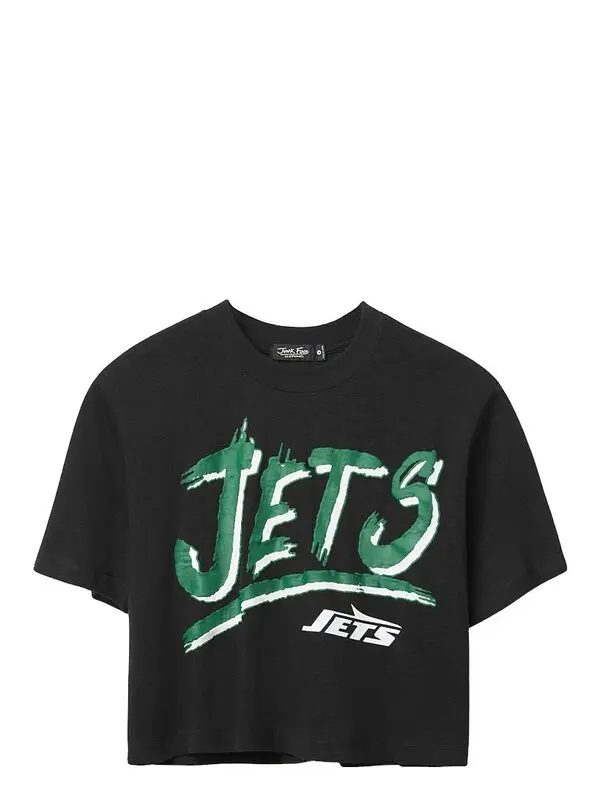 Junk Food Clothing Nfl New York Jets Thrill Mock Neck Crop Tee - True Black