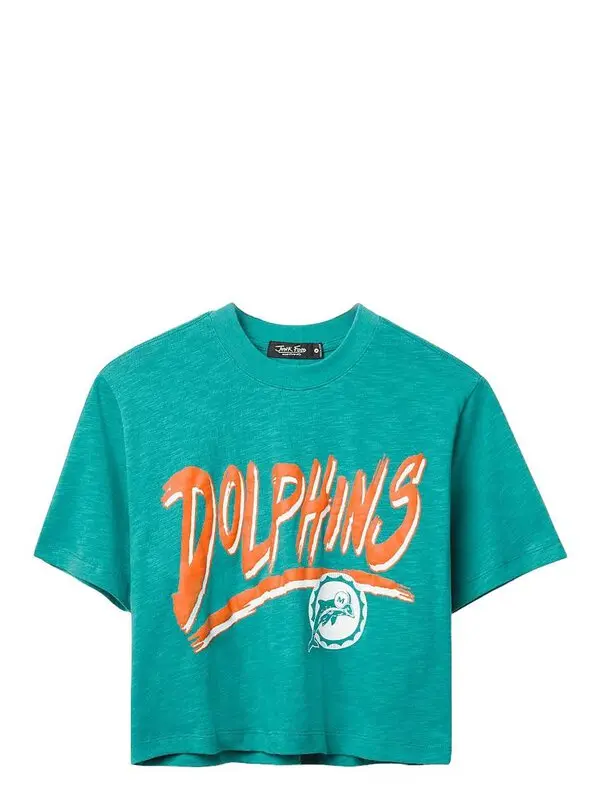 Junk Food Clothing Nfl Miami Dolphins Thrill Crop Tee - Teal