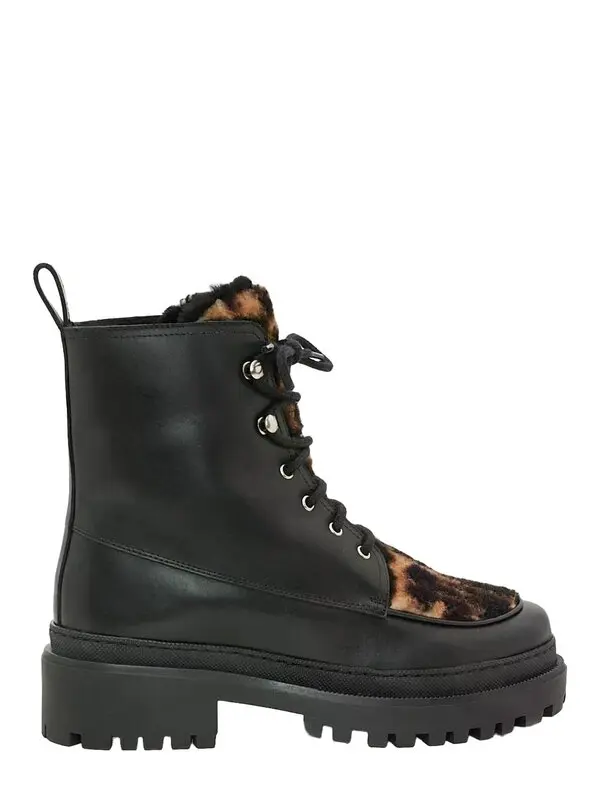 YVES SALOMON Leopard-print Leather Ankle Boots - Black