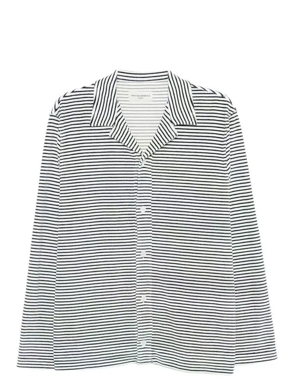 Officine Générale Kai Striped Shirt - White