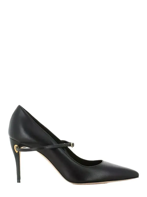 Jennifer Chamandi 85mm Lorenzo Strap Pointed Pumps - Black