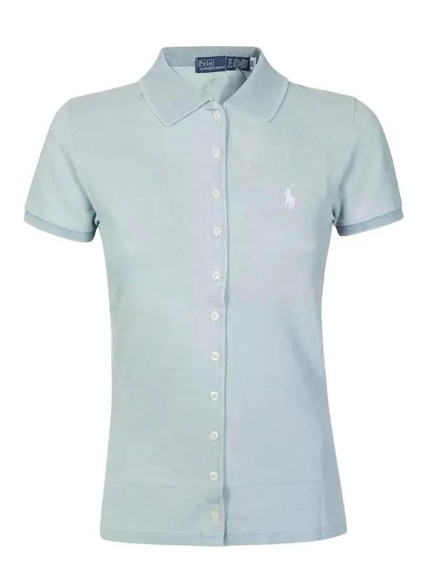 Polo Ralph Lauren Button-up Knit Polo Shirt - Blue