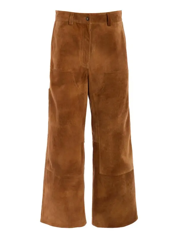 Simkhai Bates Suede Wide-leg Pants - Brown