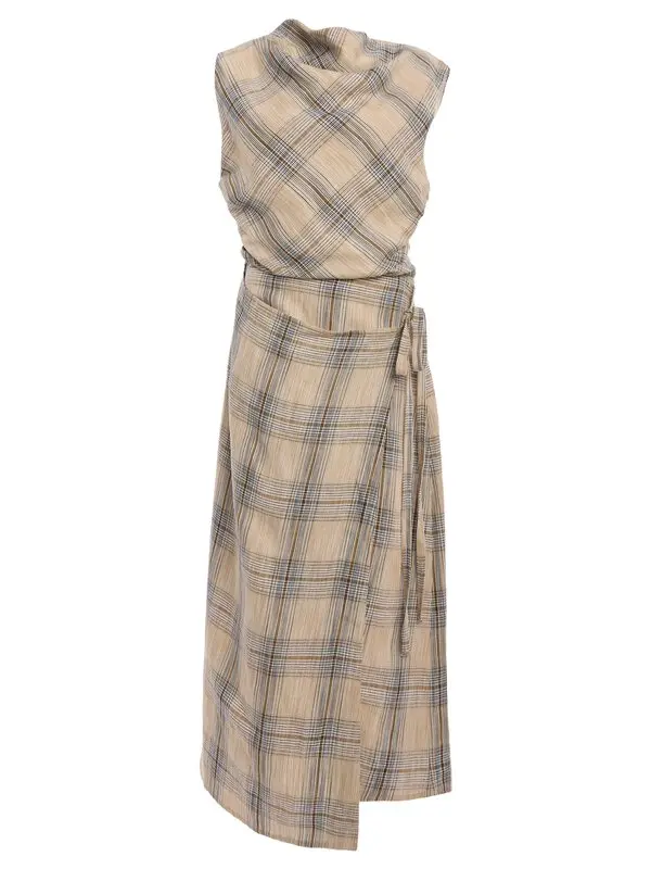 Simkhai Crofton Linen Midi Dress - Plaid