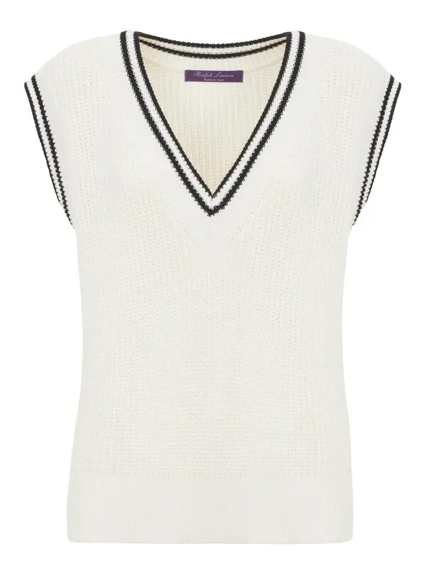 Ralph Lauren Cotton-silk Sweater Vest - Black,white