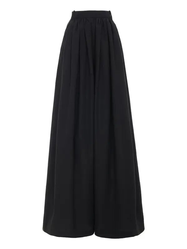 Ralph Lauren Cotton-blend Wide-leg Pants - Black