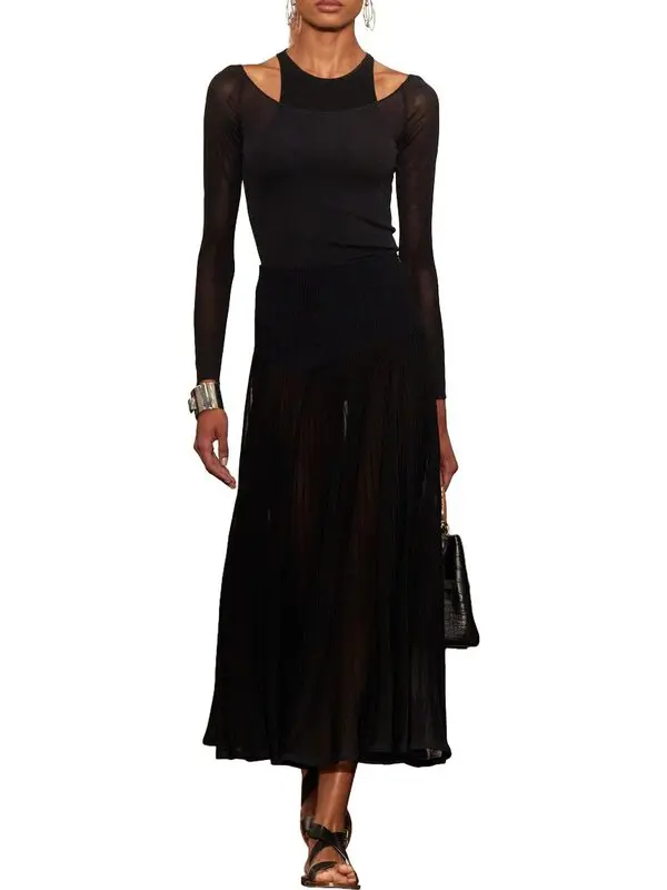 Ralph Lauren Jersey Midi Skirt - Black