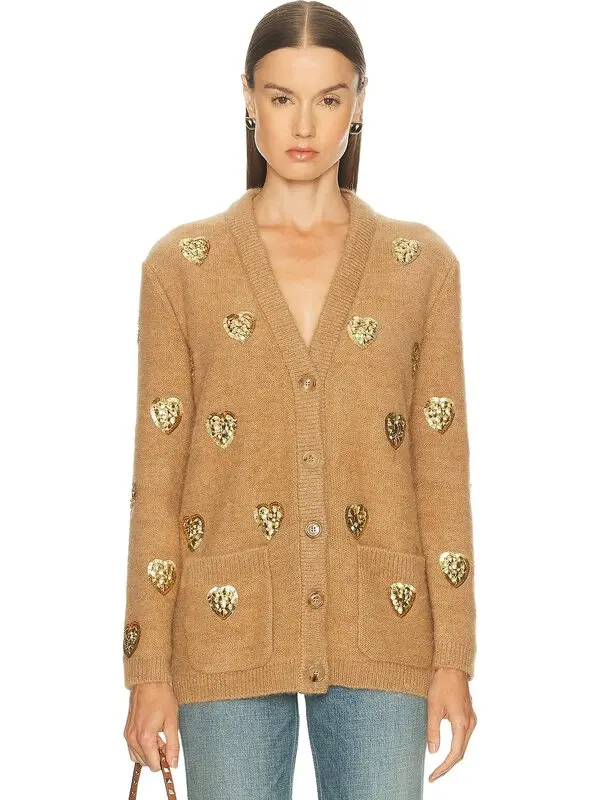Valentino Garavani Embroidered Cardigan - Camello & Gold