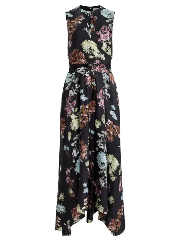 Altuzarra Penny Floral-printed Silk Midi Dress - Black