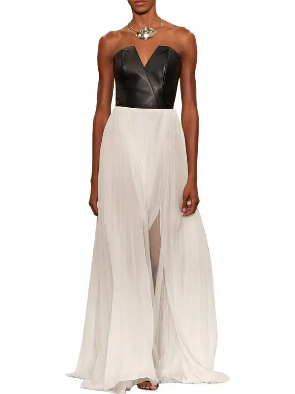 Ralph Lauren Pleated Chiffon Maxi Skirt - White