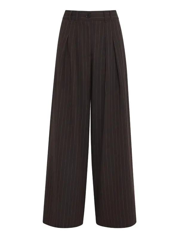 ME+EM Pinstripe Wide-leg Trousers - Brown