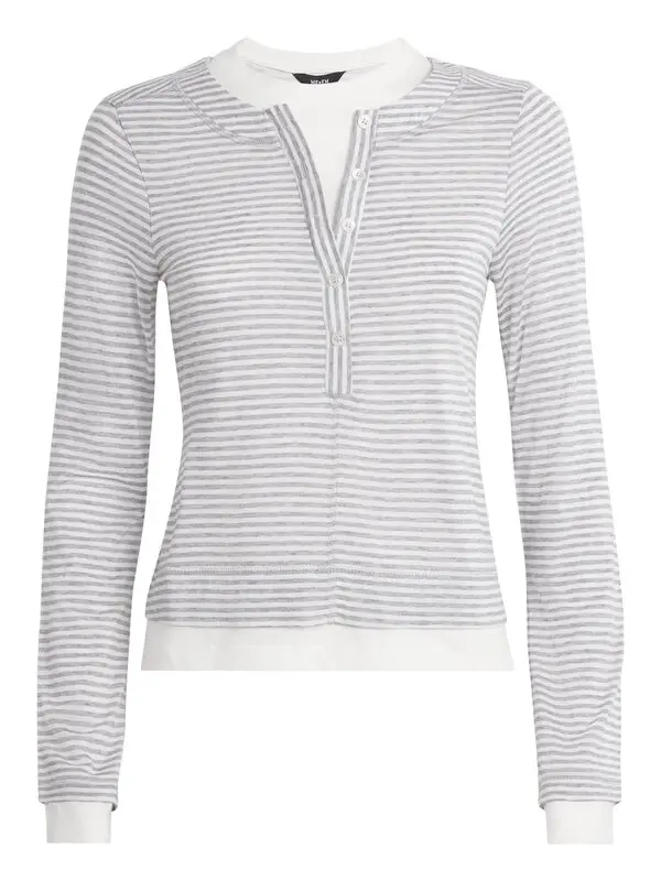 ME+EM Stripe Double-layer Top - Grey