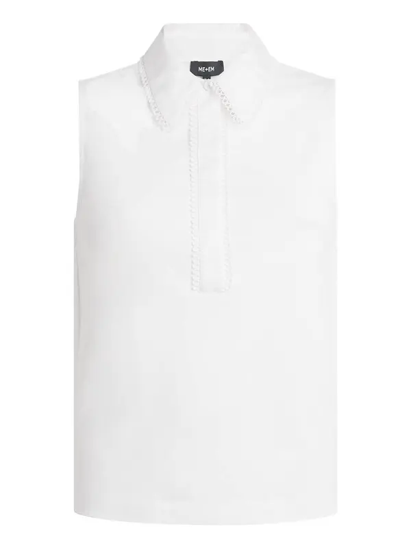 ME+EM Cotton Collared Tank Top - White