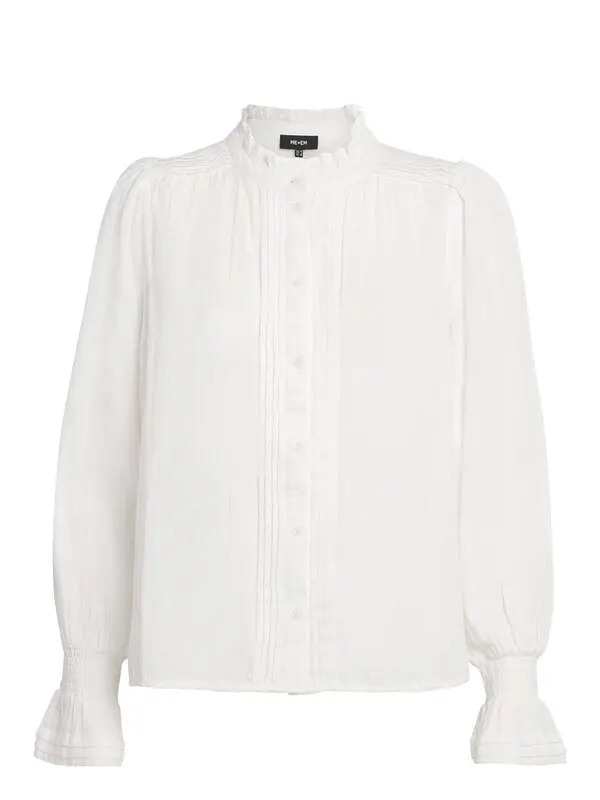 ME+EM Cotton Pleated Blouse - White