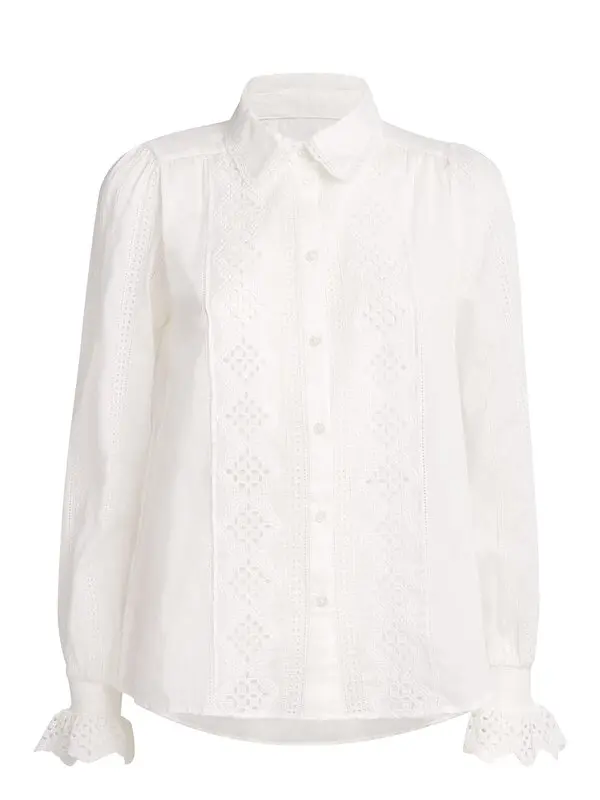 ME+EM Cotton Broderie Anglaise Shirt - White