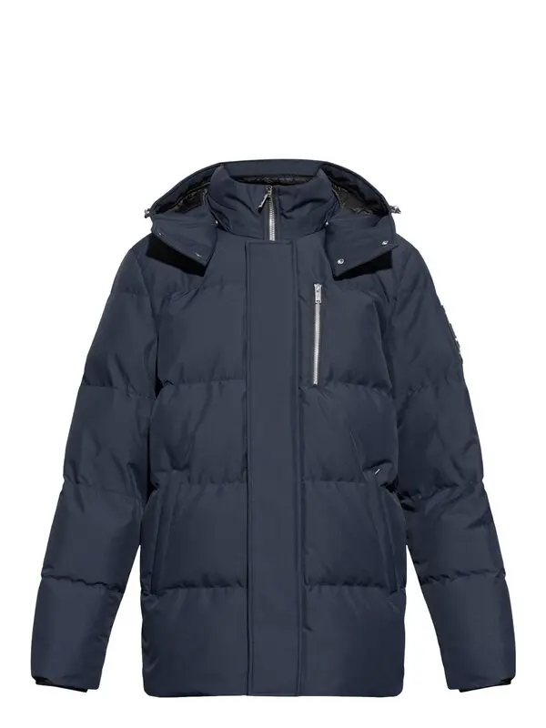 Moose Knuckles Quilted Down Jacket With Detachable Hood - Navy Blue