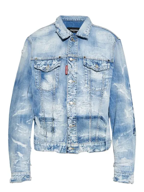 Dsquared2 Denim Trucker Jacket With Vintage Effect - Light Blue