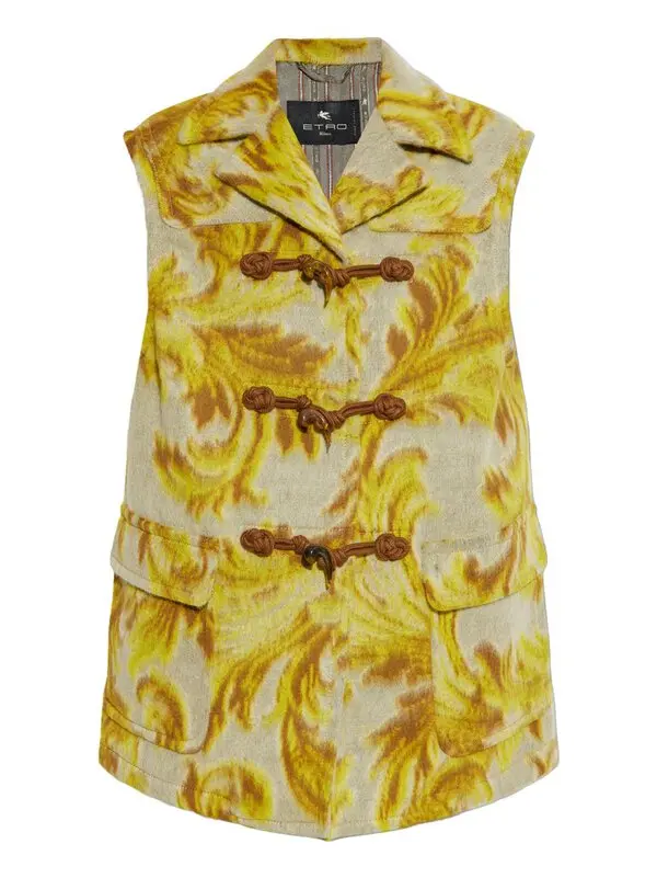 Etro Wool Vest With Decorative Pattern - Yellow