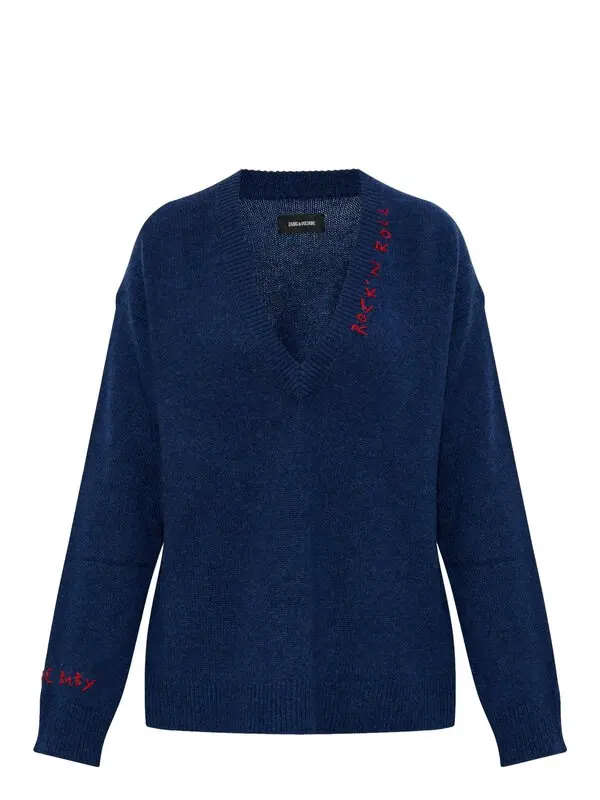 Zadig&Voltaire Cashmere Sweater With Embroidery - Navy Blue