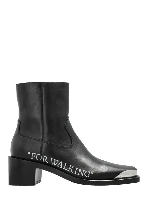 Off-White For Walking Texan’ Leather Ankle Boots - Black