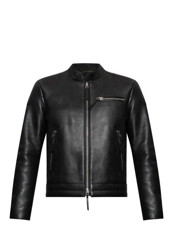 TOM FORD Leather Bomber Jacket - Black
