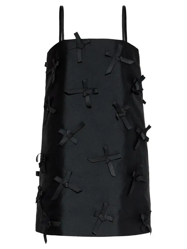 JIL SANDER Mini Dress With Bow Appliqués - Black