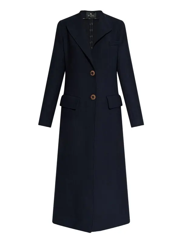 Etro Coat With Double Vent - Navy Blue