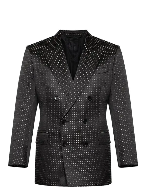 TOM FORD Silk Blazer With A Polka Dot Pattern - Black
