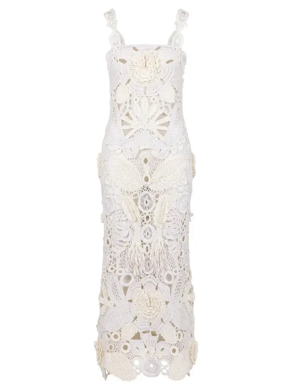 HEIRLOME Roselia Cotton-silk Midi Dress - Ivory