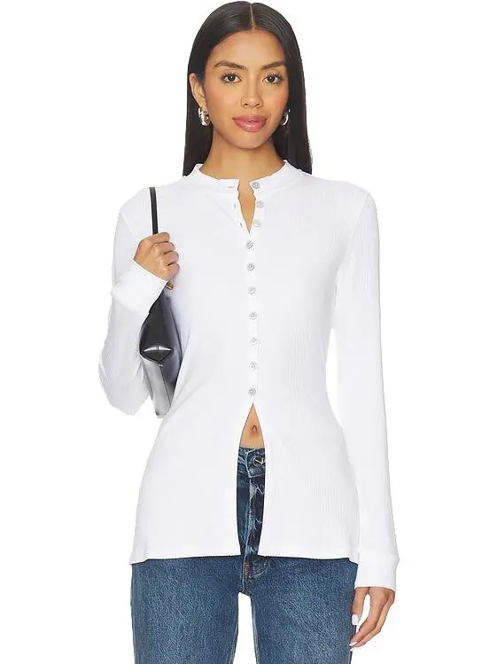 ALIGNE Daphne Rib Placket Top - White