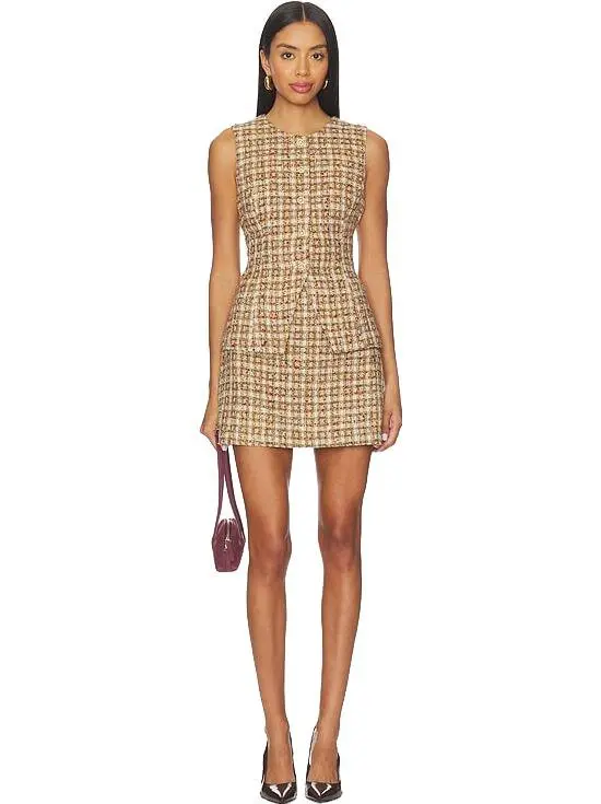 Astr The Label Dilone Tweed Mini Dress - Brown Multi