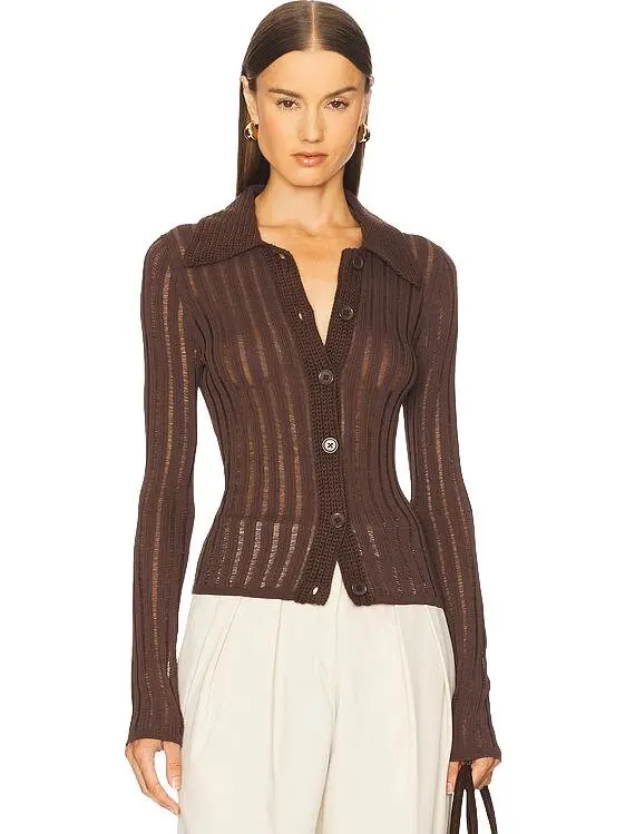L'academie By Marianna Olivie Cardigan - Chocolate Brown