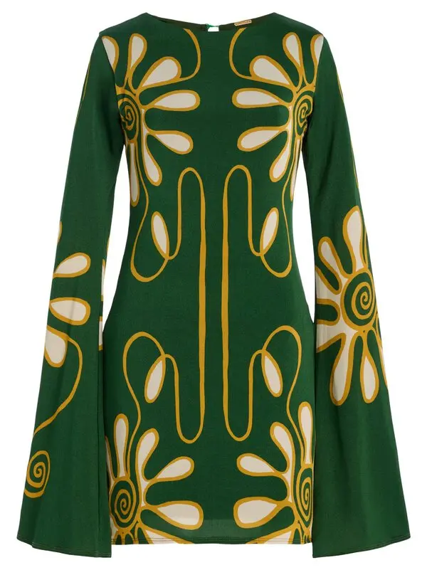 CALA DE LA CRUZ Maisha Printed Mini Dress - Green