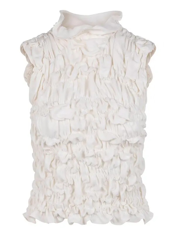 HEIRLOME Sloane Shirred Silk Top - Ivory