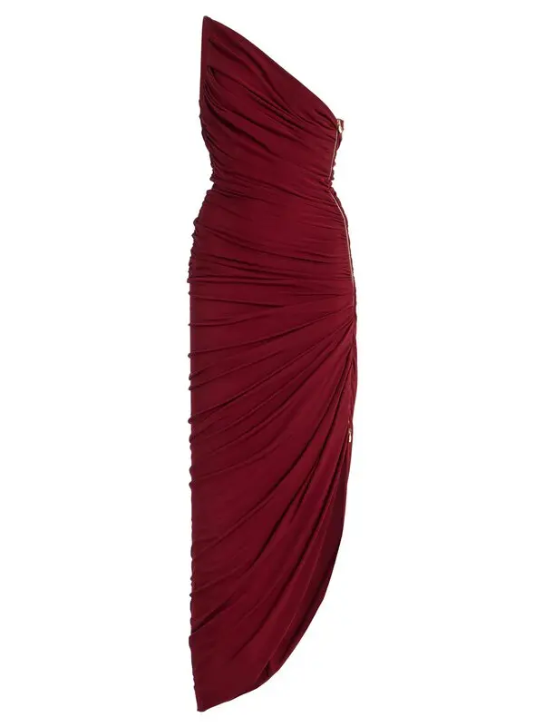 Carolina Herrera One-shoulder Ruched Dress - Burgundy