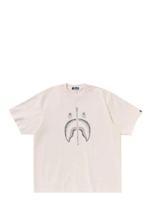 BAPE Garment Dye Shark Relaxed Fit Tee Shirt - Ivory